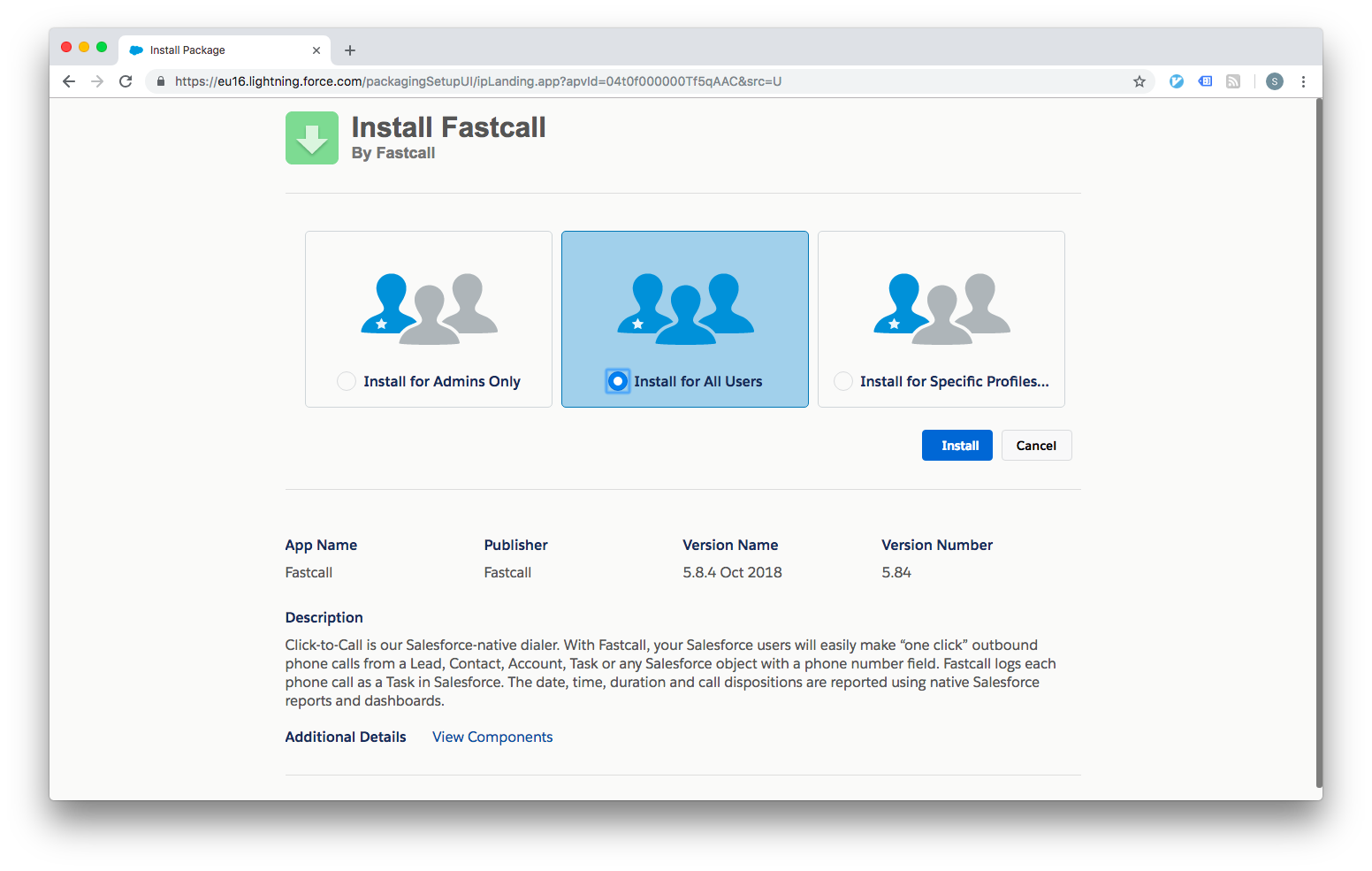 Unit Installing The Fastcall Package Fastcall