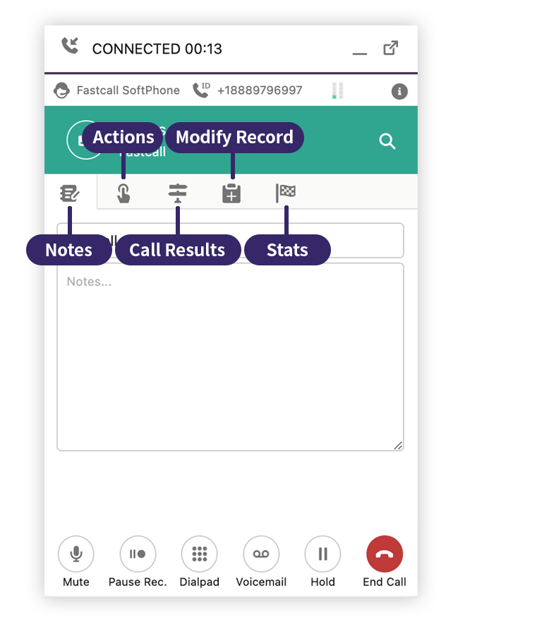 Unit - The Fastcall Widget - Recording Call Details - Fastcall