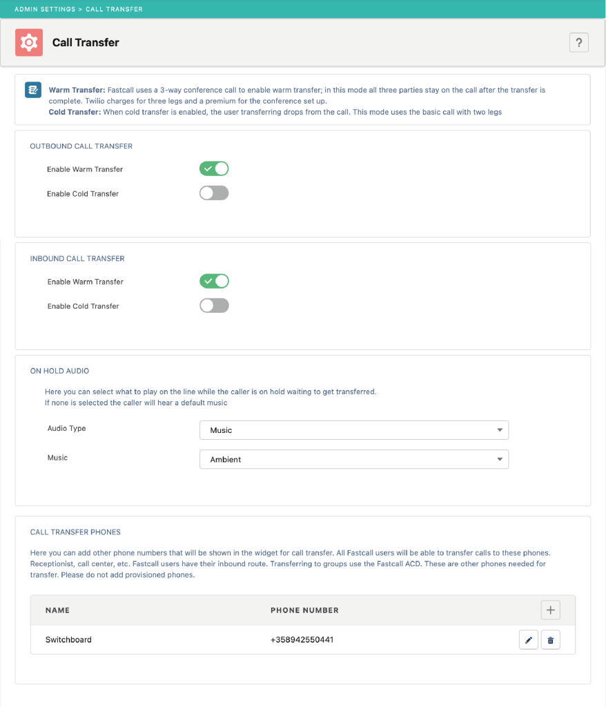 Call Transfer - Fastcall