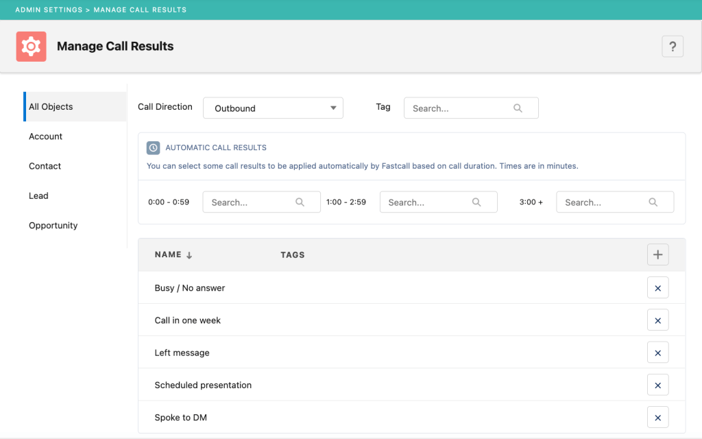 Call Results - Fastcall