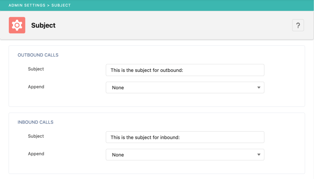 Logging - Task Subject - Fastcall