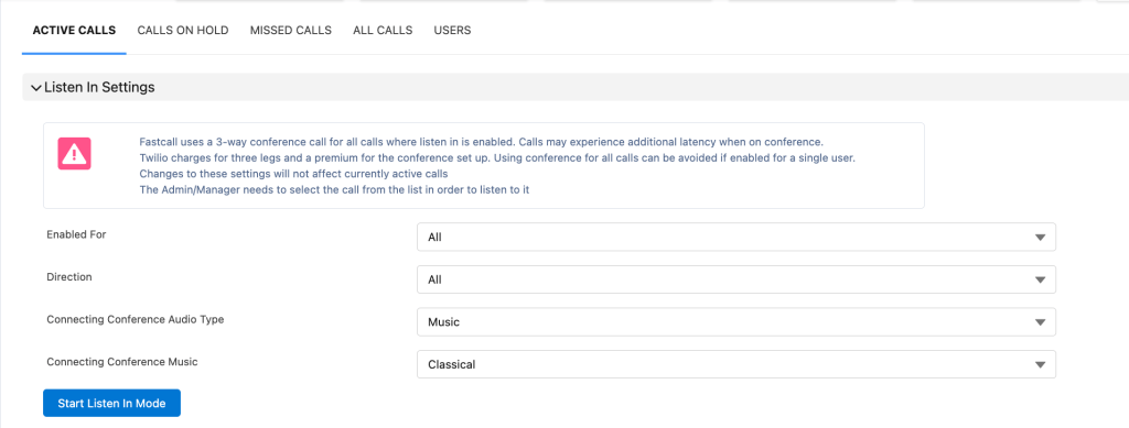 Unit - Setting up Listen In - Fastcall
